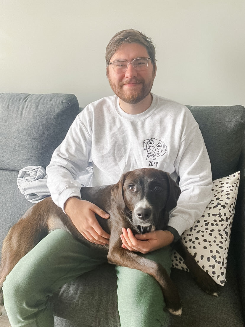 CUSTOM Embroidered Pet Portrait Crewneck – ThirtyThree Butterflies Co.